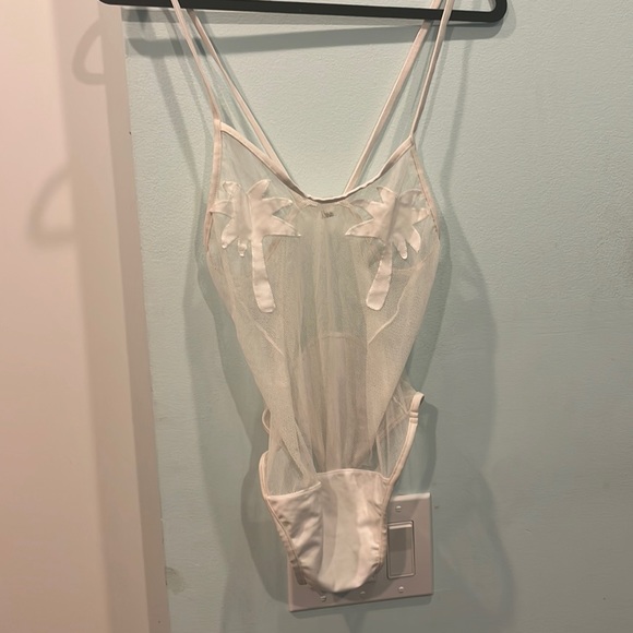 Tops | White Mesh Bodysuit | Poshmark